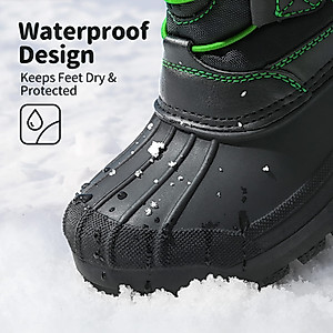DREAM PAIRS Big Kid Knorth Black N.Green Isulated Fur Winter Waterproof Snow Boots Size 5 M US Big Kid