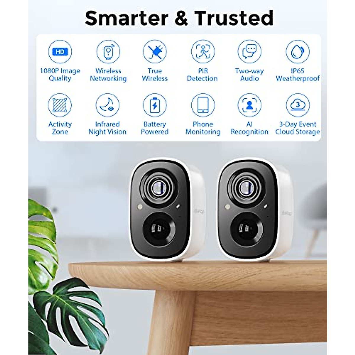 Outdoor Security Camera, 1080P HD Wireless Outdoor Camera with Night Vision, AI & PIR Motion Detection, IP65 Weatherproof, 2-Way Audio, Battery Powered Security Cameras Wireless Outdoor -2 Cameras Kit