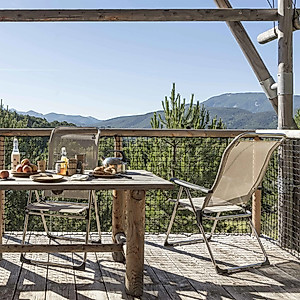 Lafuma ALU CHAM Folding Patio Chair, Set of 1, Ciel Sky Blue