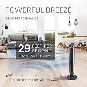 Lasko Apex 42" Tower Fans for Home, 29 ft/s Airflow, Quiet 28 dB on Low, 90° Oscillation, 12 Hour Timer, Air Filter for Hair & Dust, Remote Control, Black, RST200