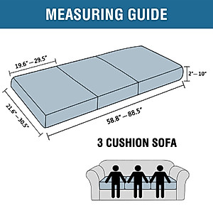 H.VERSAILTEX Super Stretch Individual Seat Cushion Covers Sofa Couch Slipcover Sets Thick Jacquard Textured Twill Fabric (3 Piece Covers, Black)