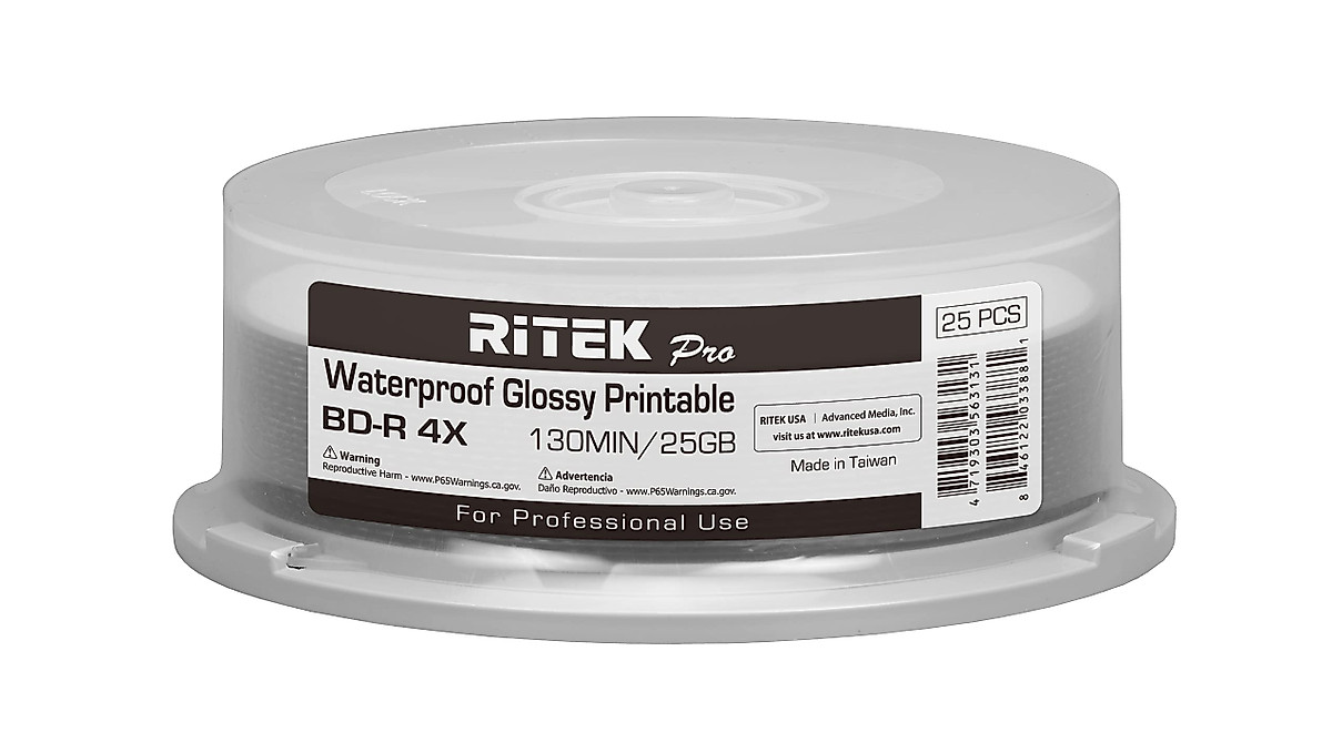 Ritek Pro 50 Pack BD-R Discs - 25GB Water Resistant
