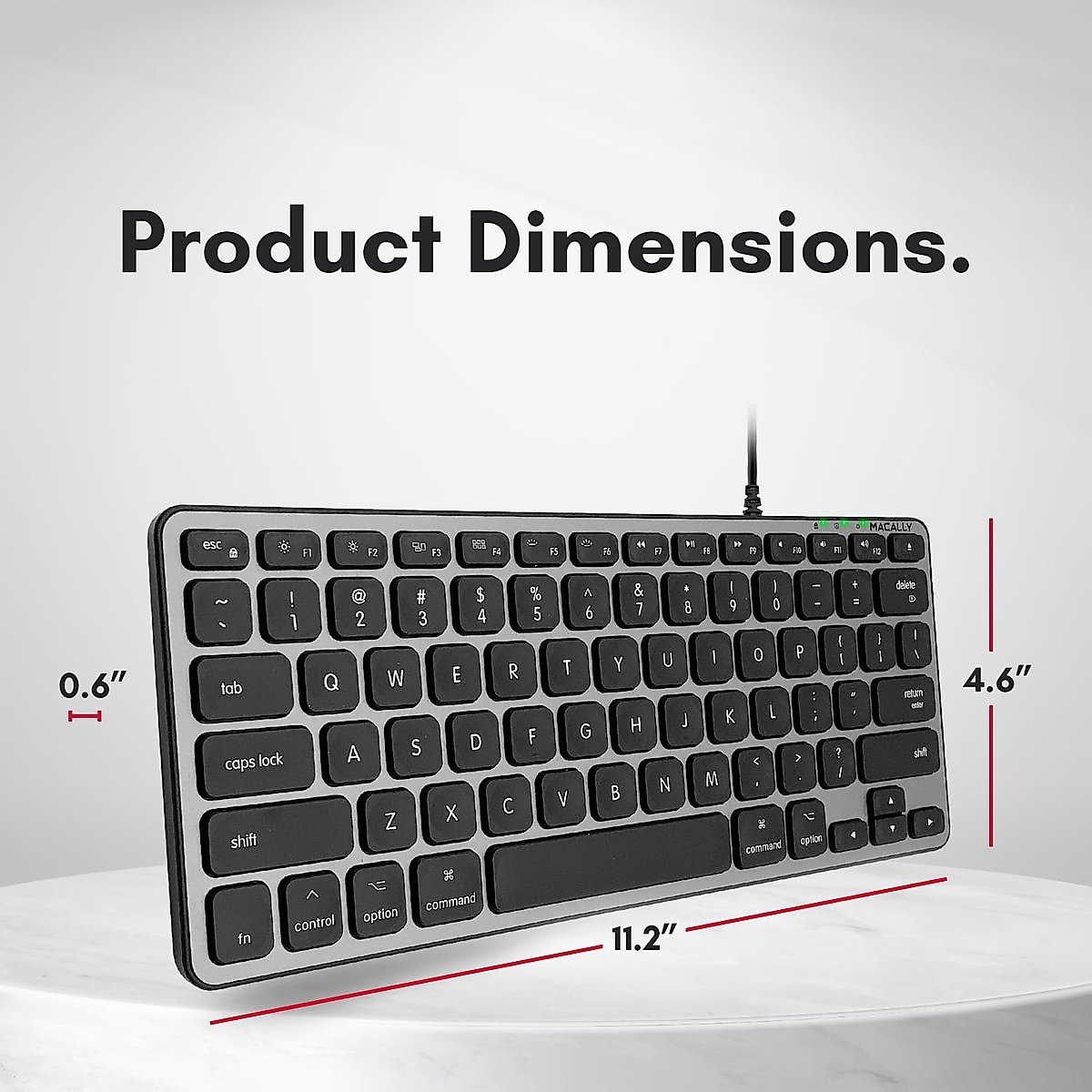 Macally Backlit Wired Keyboard for Mac | Compatible Apple Keyboard (Small and Compact) Comfortable All Day Typing USB Keyboard for MacBook Pro/Air, iMac, Mac Mini/Pro (Space Grey)