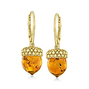 Ross-Simons Amber Acorn Drop Earrings in 18kt Gold Over Sterling