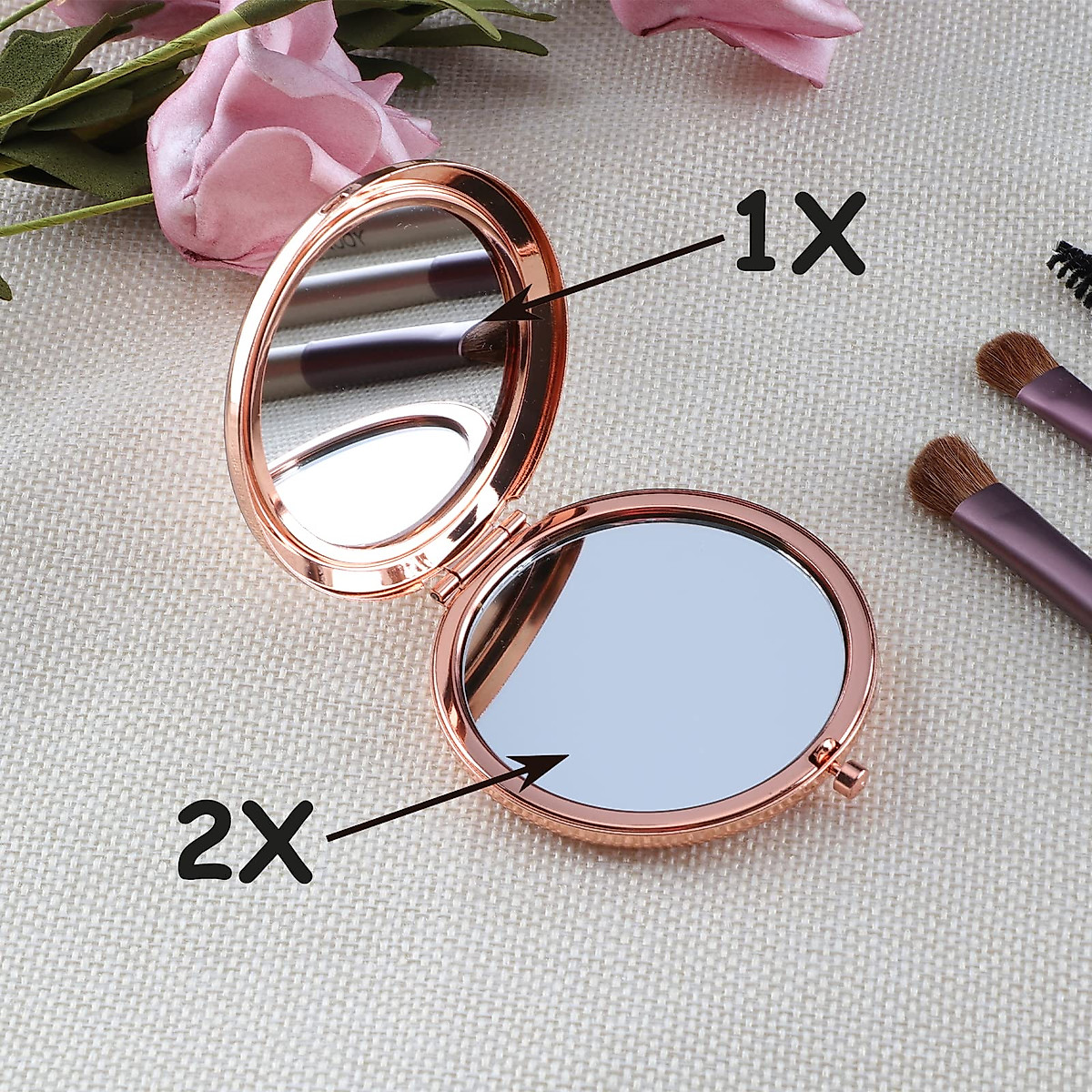 Cawnefil 60th Birthday Gifts for Women Rose Gold Compact Makeup Mirror Happy 60 Years Old Birthday Gifts for Women Turning 60th Birthday Gift for Mom Grandma 60th Birthday Gift Ideas