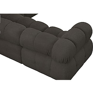 Meridian Furniture 611Brown-Sec4A Ames Collection Modern | Contemporary Modular Sectional with Rich Brown Boucle Fabric, Modular to Create Infinite Configurations, 102" W x 68" D x 28" H, Brown