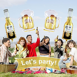 Siticoto Beer Cup Balloon, 40 inch Beer Bottle Mylar Balloons Large Foil Beer Cups Cheers Balloon for Summer Party, Beer Festival, Birthday Party Christmas Wedding Decorations (4Pcs)
