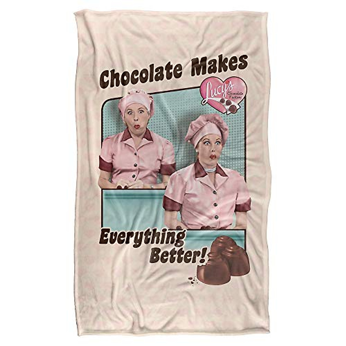 Trevco I Love Lucy Friends and Chocolate Silky Touch Super Soft Throw Blanket 36" x 58"