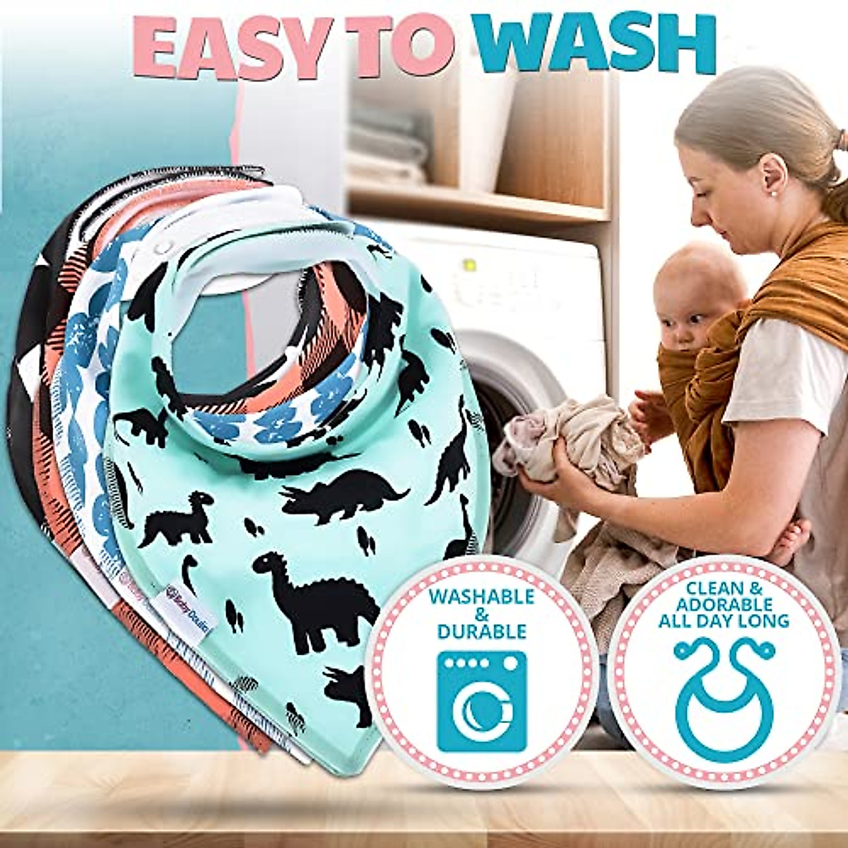 Baby Bandana Bibs 12 Pack - Organic Baby Bibs for Boy and Girls, Soft and Stylish Drool Bibs for Teething and Drooling, Ultra Absorbent Bibs for baby boy