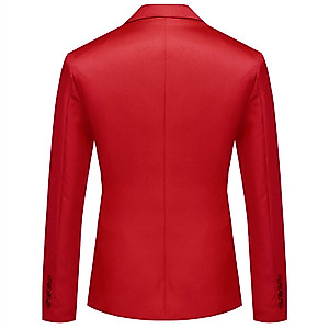 Maiyifu-GJ Men Casual Slim Fit Suit Jacket Lightweight Notched Lapel Business Sport Coat 1 Button Daily Wedding Party Blazer (Red,X-Large)