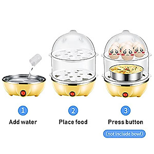 Decdeal Egg Cooker, Double Layer Egg Boiler 14 Egg Capacity, Hard Boiled Egg Cooker Anti-Dry Electric Food Steamer with 40mL Measuring Cup