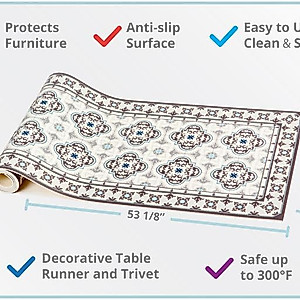 Heat Resistant Table Runners Trivet - Protects Furniture and countertop from hot Dishes and Scratches, Unique Design Create by an Artist, IRI-GIRI Runner and Trivet – 7253 Toscana 40 X 12