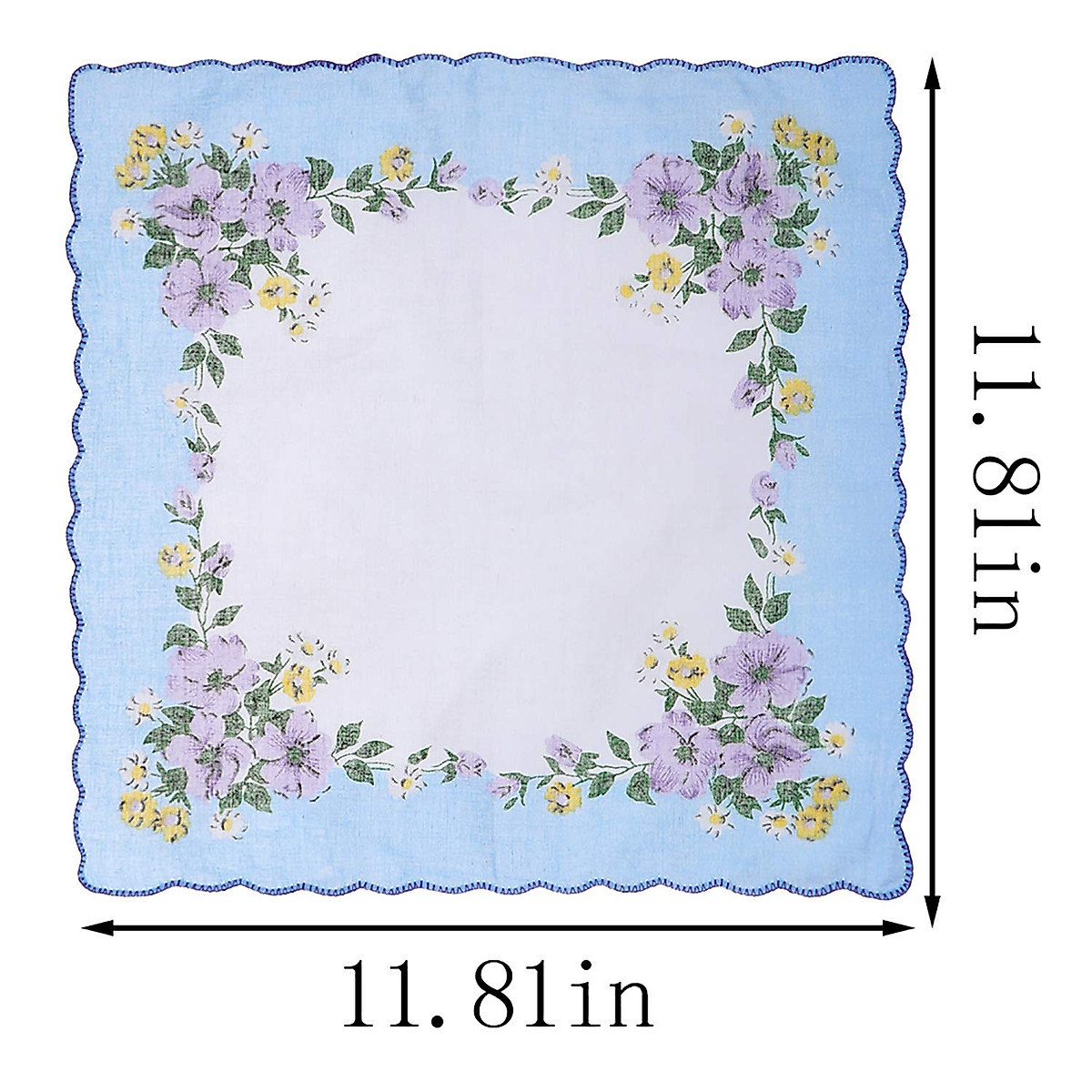 40pcs Women Floral Handkerchiefs Vintage Floral Print Cotton Ladies Handkerchiefs