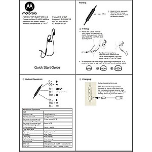 Motorola Verve Loop 500 ANC Sweat & Water Resistant Stereo Bluetooth 4.2 Earbuds "Siri & Google" Compatible (Retail Packing Kit) - Black