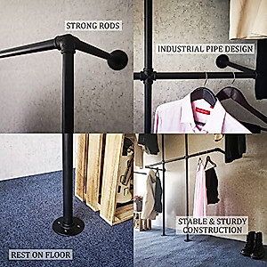 Anynice Industrial Pipe Clothing Rack,Industrial Clothing Rack, Clothing Rods for Hanging Clothes,Clothes Rack,Wall Mounted Garment Rack, Heavy Duty Coat Rack (98.4" W x 14.4" D x81.1 H, ANY-EF55)