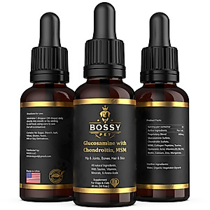 Glucosamine Liquid for Dogs & Cats - Joint Supplement for Dogs & Cats - Joint Supplement with Chondroitin, MSM, Hyaluronic Acid, Biotin, Collagen Peptides & Taurine - Max Potency for Hip & Joint Care.