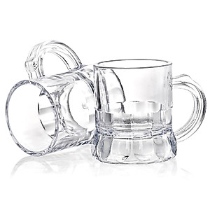 Fasmov 30 Pack Mini Plastic Beer Mugs,1 oz Beer Mug Shot Glasses with Handles, Reusable Clear Beer Stein Beer Tasting Glasses for Beer Festival Party Barbecue Wedding Supplies