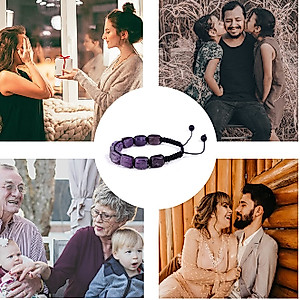 HESHPAWS Genuine Amethyst Adjustable Bracelets Crystal Healing Stones Bracelets Supernatural Reiki Natural Stones Bead Bracelets for Women Men (Amethyst)