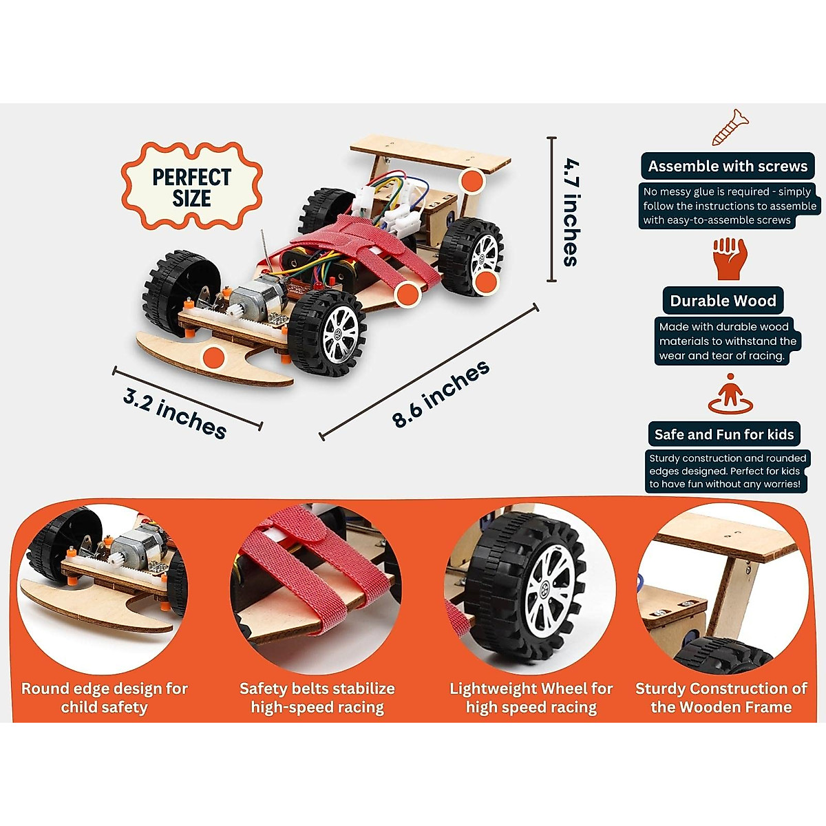 Pica Toys Wireless Remote Control Car Kit F1, Science Project Kit for Kids/Students/Education, STEM Project Model Car Kits to Build, Ideal Choice for Family and School