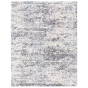 SAFAVIEH Berber Shag Collection 6' x 9' Grey / Cream BER219G Modern Abstract Non-Shedding Living Room Bedroom Dining Room Entryway Plush 1.2-inch Thick Area Rug