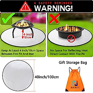 Fire Pit Mats for Under Fire Pit (40" Large) 3 Layers Premium Round Fire Pit Mat for Deck Fire Pit Mat Fire Pit Mats for Under Fire Pit Fireproof Mat Firepit Mats