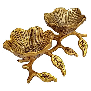 Purpledip Metal Serving Bowls Set: Flower Design Tray Platter,Gold (12514)