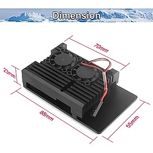 Generic Double Fan Cooling Raspberry Pi 4 Case, Raspberry Pi 4B Aluminum Alloy Case with Intelligent Temperature Control Dual Fan, Built-in Radiator, Rust Protection for Raspberry Pi 4 Model/Pi 4B
