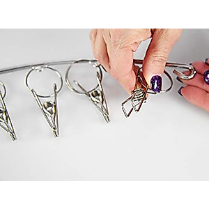 Home-X 2Pcs Drip-Dry Stainless Steel Clothes Drying Hanger, Laundry Clothesline, 8 Built-in Clothespins, Heavy-Duty Clothes Hangers, Dry Socks Towels Bras Baby Clothes, Gloves-16”x4”