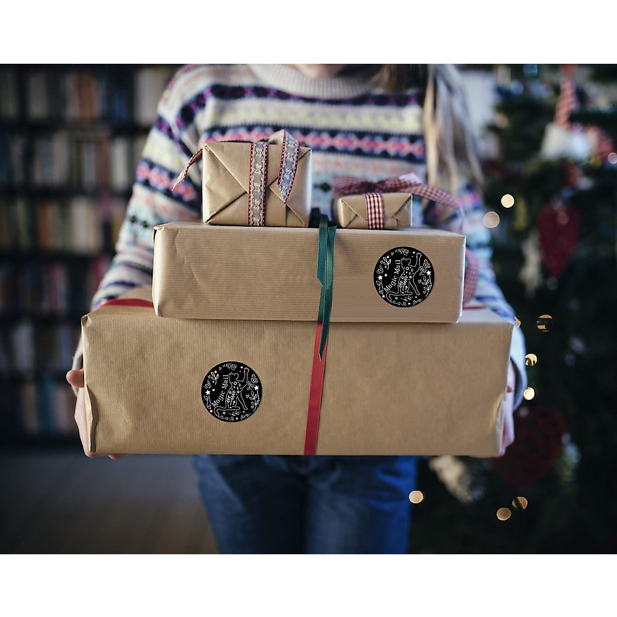 500 PCS Magic Mail Cute Cat Pattern Small Business Stickers, Online Retailers Thank You Stickers, Bakeries Packaging Stickers, Envelopes Stickers, Mail Envelopes Shipping Stickers for Small Business