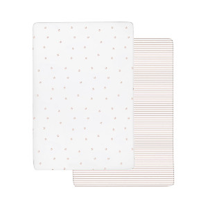 Crib Sheets Set 2 Pack - Baby Crib Sheets with 100% Jersey Cotton - Crib Sheets for Boys and Girls, Newborn Essentials (Crib, Pink Tulip)