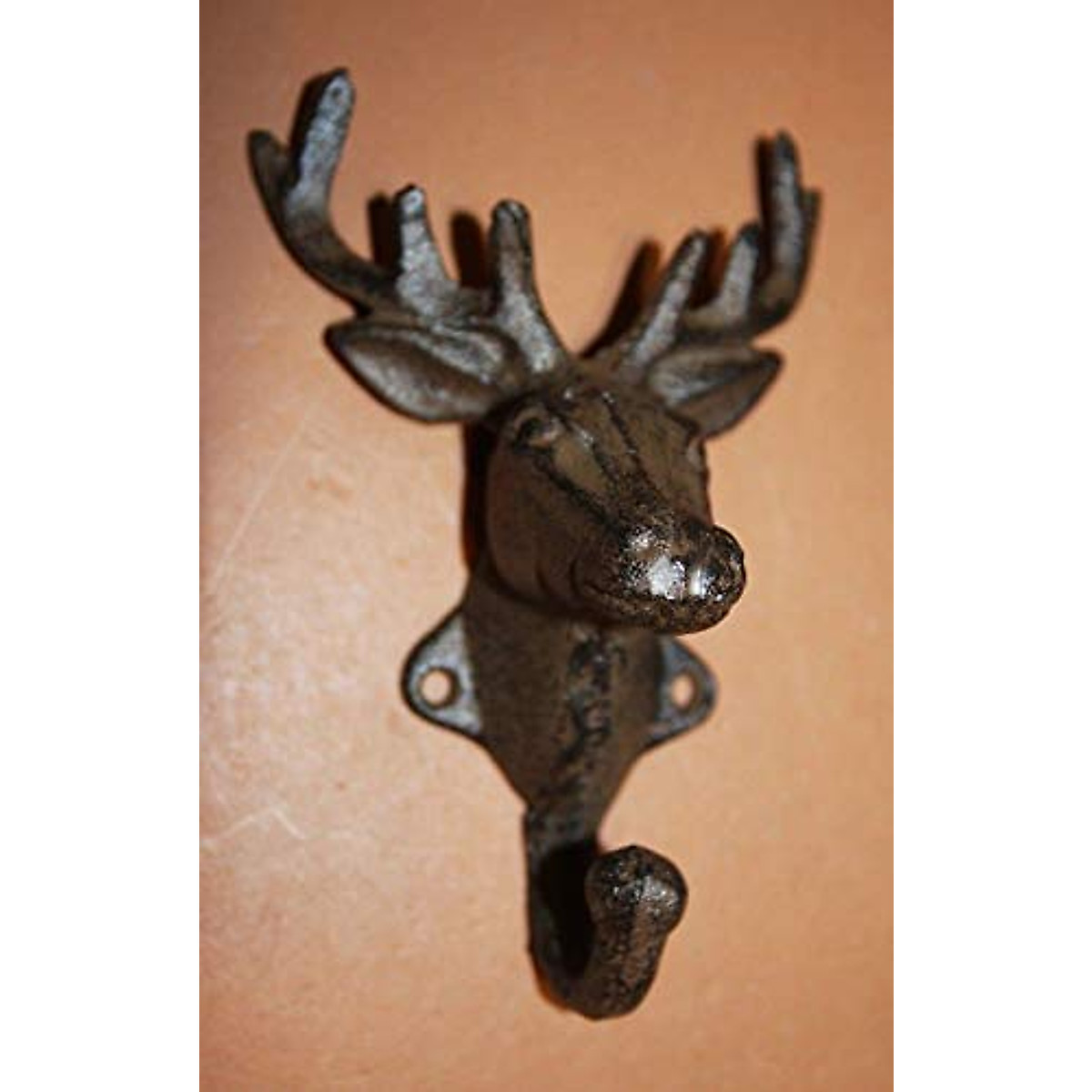 Southern Metal Wall Mounted Deer Head Antler Coat Hat Rack Wall Hooks, Solid Cast Iron Bundle of 5