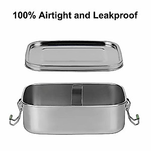 Arora Stainless Steel Bento Lunch Box - 1500ml w/Divider, 2 Compartments, Eco & Recyclable Food Container, Leakproof & Dishwasher Safe, BPA Free, On-the-Go Eating Design for Adults & Teens
