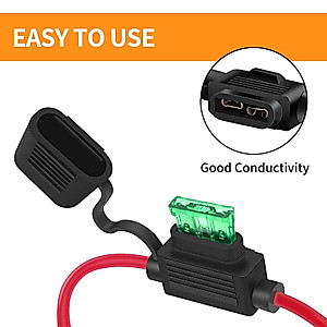 Tiooka Inline Fuse Holder 12 AWG 10 Pack Automotive Replacement Fuse Holder with 30A ATC/ATO Blade Fuse