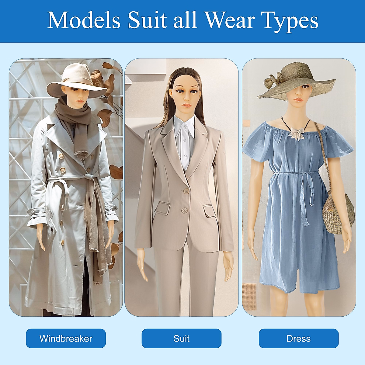 ZENY Female Mannequin Full Body, 68.9" Adjustable Mannequin Torso Dress Form with Metal Base, Realistic Clothing Model Stand, Woman