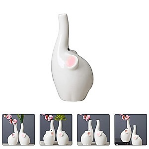 BESPORTBLE Cartoon Elephant Vase Flower White Pot Ceramics Flower Pot Ceramics Ornament Ceramics Vase Indoor Vase Adornment White Vase Cartoon Vase Ornament Elephant Adornment
