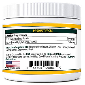 Trulysine Plus L-Lysine for Cats Immune Support Oral Powder 8oz/226g - Cats & Kittens of All Age, Sneezing, Runny Nose Squinting, Watery Eyes Chicken Liver Flavor (U.S.A)(226 Grams (900mg / Scoop))