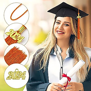 2 Pcs 2024 Tassel, 24 Tassel Graduation, Orange 2024 Tassel, Tassel Toppers Graduation Caps, Graduation Memorial Tassel Charm, 2024 Tassel Graduation Charm 2 Pcs