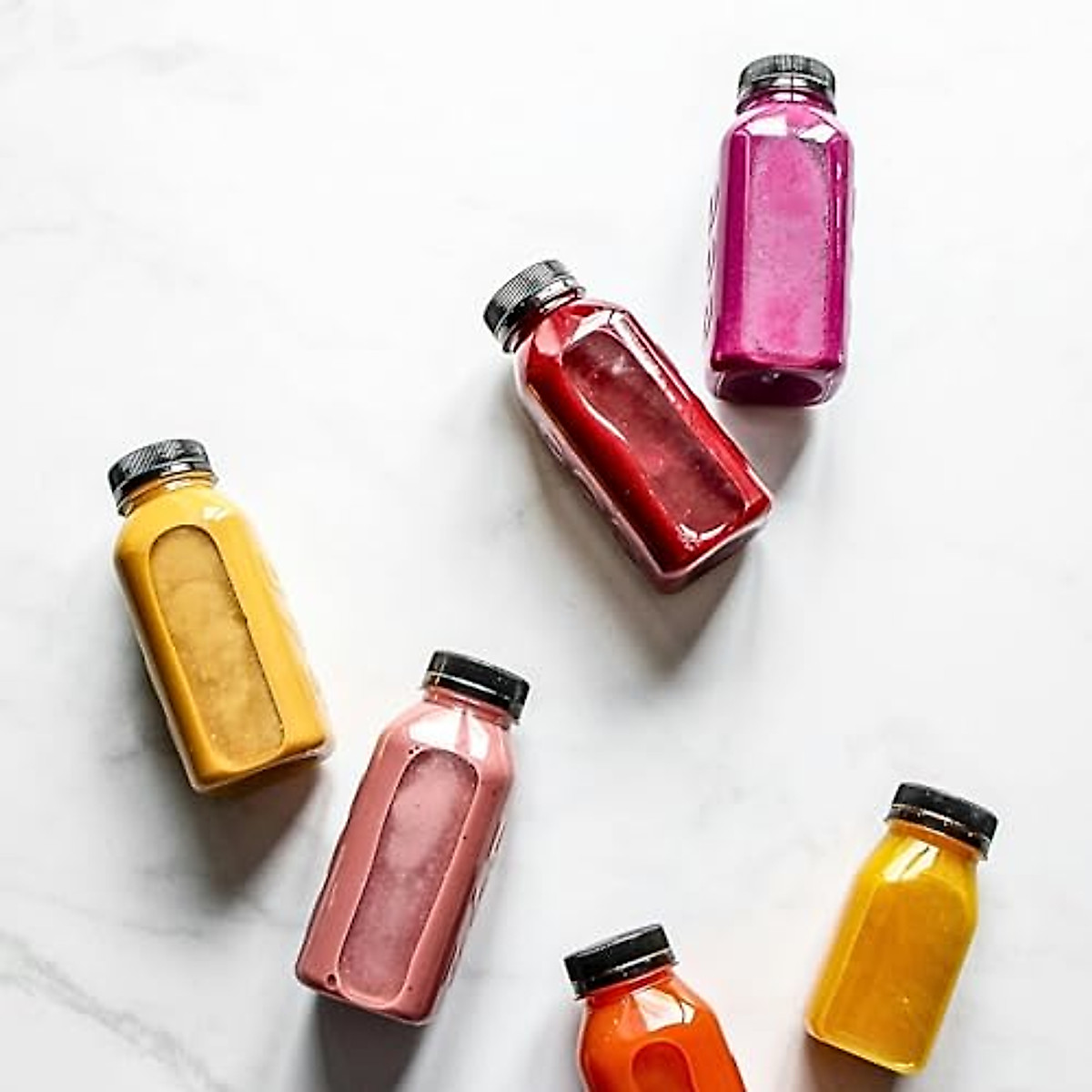 Green Direct 12 oz Clear Plastic Reusable Juice Bottles with Caps | Empty Water Bottles for Juicing, Smoothies, Shakes | BPA-Free, Durable & Leakproof | Pack of 12