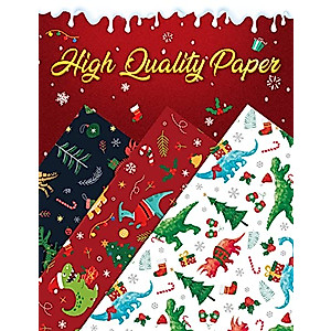 Christmas Dinosaur Wrapping Paper - 10 Sheets 20" x 27" Boys Dinosaur Wrapping Paper Kids Christmas Wrapping Paper Flat Fold Holiday Wrapping Paper Xmas Dinosaur Gift Wrap Birthday Wrapping Paper