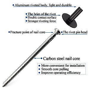 Alloypro 60pcs Black Large Flange Blind Rivets, Aluminum,Flange Diameter 5/8" (16 mm),Pop Rivets Assortment Kit Blind Rivet,3/16" x 3/8",Grip Range(3-6mm)