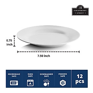 10 Strawberry Street 7.5" Catering Round Salad/Dessert Plate, Set of 12,White