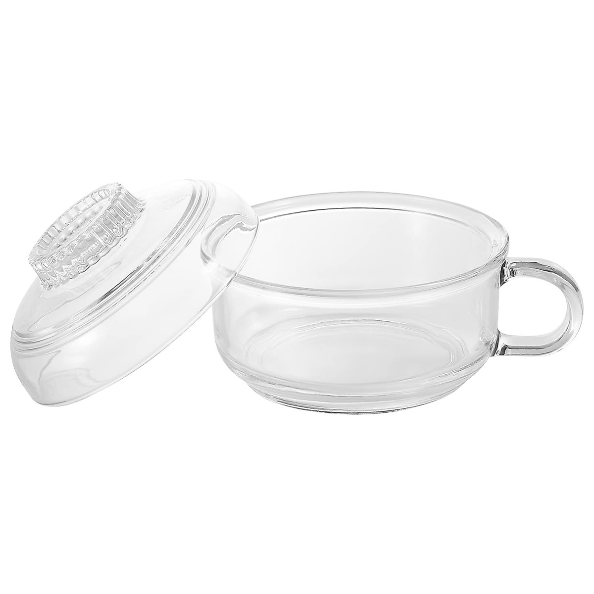 Housoutil Glass Noodle Bowls Transparent Pasta Noodles Bowl with Lid and Handle, Glass Soup Bowl for Noodles, Soup, Cereals- Glass Glass Soup Bowls