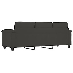 vidaXL 3-Seater Sofa Dark Gray 70.9" Microfiber Fabric