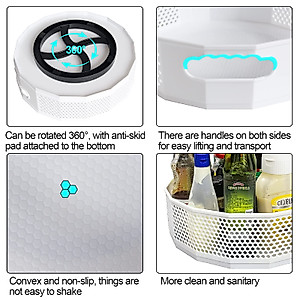 1 Piece Kitchen Large Spice Turntable Plastic Storage Rotating Tray, Storage Basket, Food Rack (White)