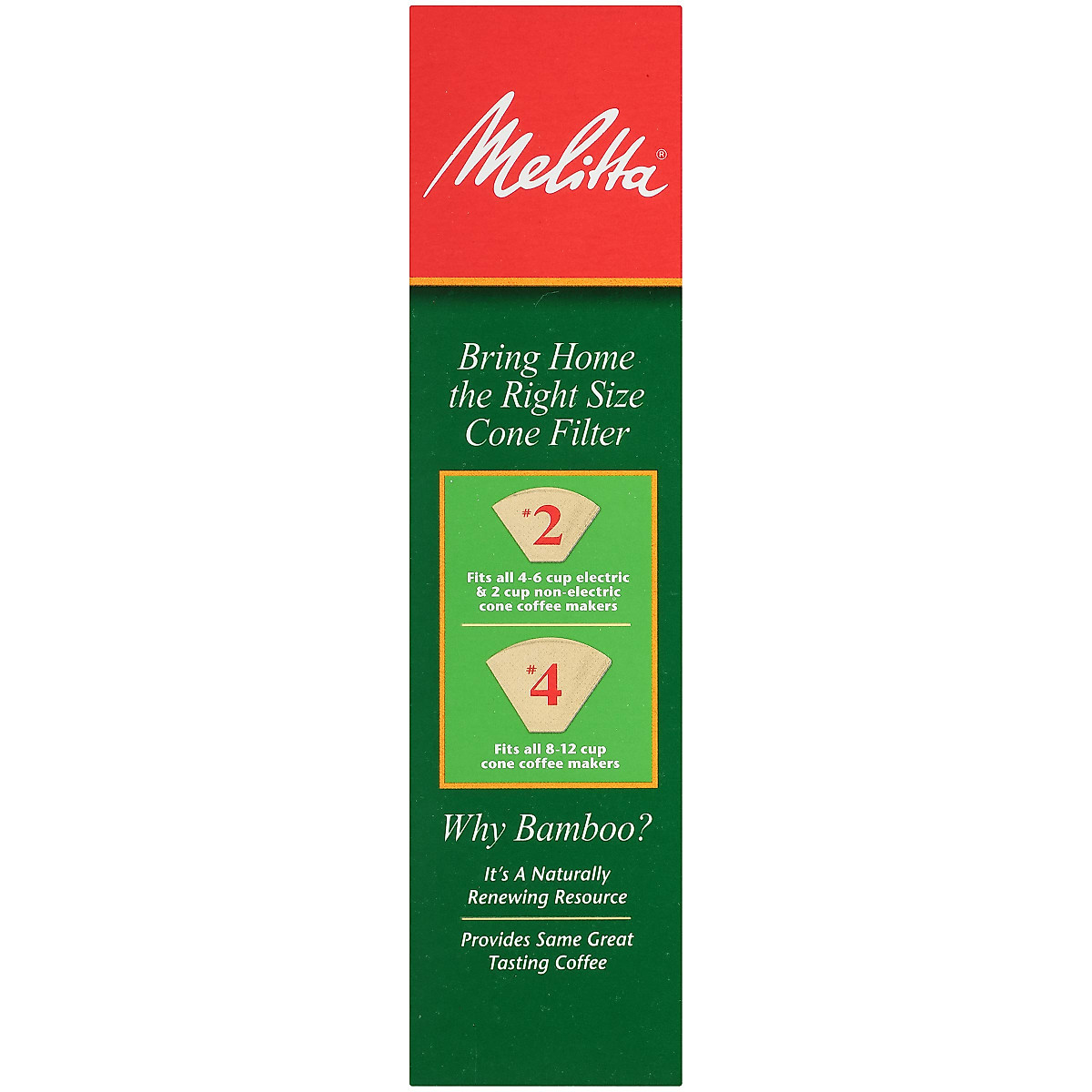 Melitta #4 Cone Coffee Filters, Bamboo, 80 Count