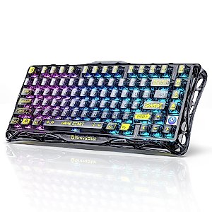 GravaStar Mercury K1 Lite 75% Mechanical Keyboard, Gasket Hot Swappable Gaming Keyboard, Pre-lubed Linear Switches, RGB Backlit Wireless Keyboard - Transparent Black