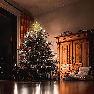 YEAHOME Christmas Tree Topper, Lighted Hollow 12-Point Star Tree Topper, Wire Star for Christmas Treetop with 30 LED Lights Xmas Tree Topper for Christmas Tree Ornament Decoration, Gold Glittered