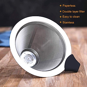 XIYUAN Pour Over Coffee Maker, Permanently Use The Pour Over Coffee Dripper Borosilicate Glass Water Bottle Coffee Pot With Stainless Steel Filter Hand Punch Coffee Pot Set 14oz / 400Ml