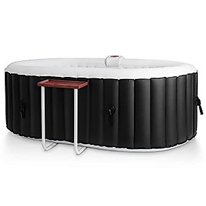 Edostory 2-3 Person Inflatable Hot Tub Spa, 75 x 47Inch Oval Portable Outdoor Hot Tub with Built-in Pump, Side Table, Bubble Jets, 2 Filter Cartridge Included