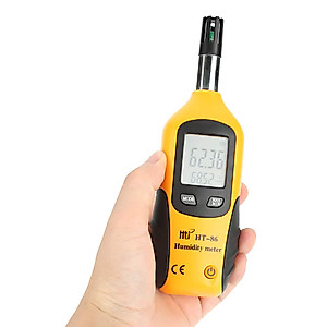 Digital Humidity Thermometer, HT-86 Handheld Bulb/Dew Point Temperature Meter LCD Display Humidity Monitor for Indoor & Outdoor Use